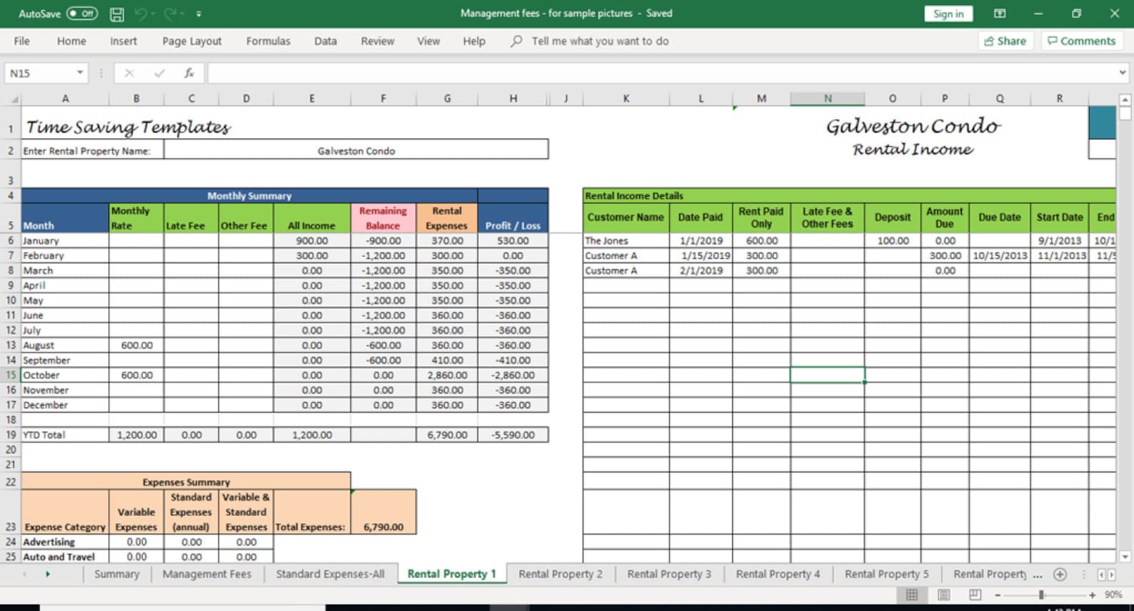 Rental Property Management Fee Tracker - Etsy