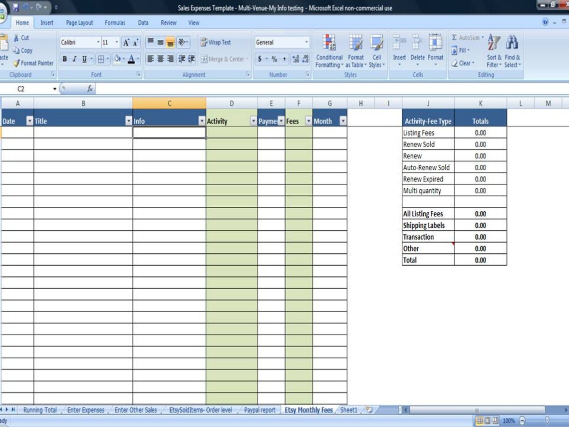 Monthly Sales and Expenses Spreadsheet - Summarizes Etsy & Paypal Csv's ...