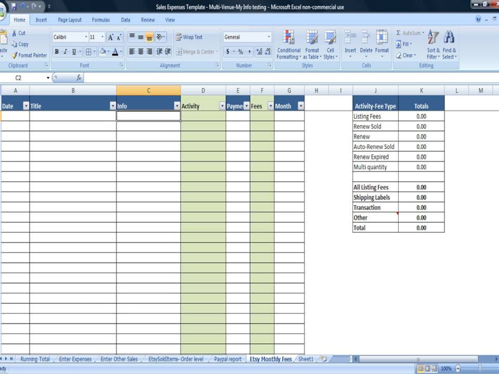 Monthly Sales and Expenses Spreadsheet - Summarizes Etsy & Paypal Csv's ...
