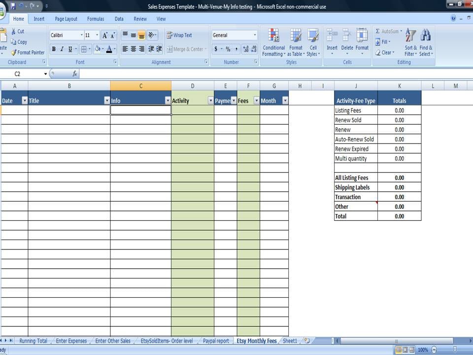 Monthly Sales and Expenses Spreadsheet - Summarizes Etsy & Paypal Csv's ...