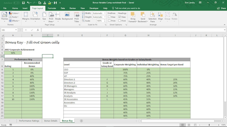 Employee Bonus Excel Template, Incentive Plan Calculation Spreadsheet ...