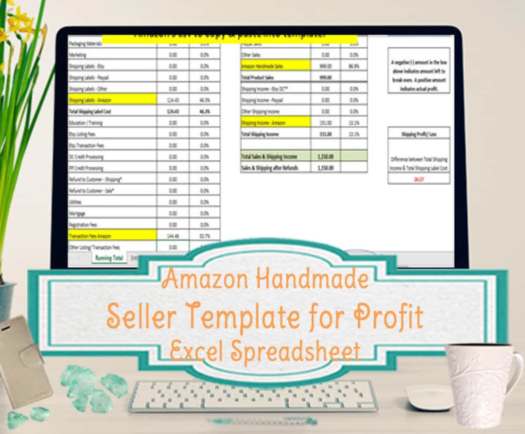 Handmade at Amazon Seller Template, Amazon Profit Excel Spreadsheet ...