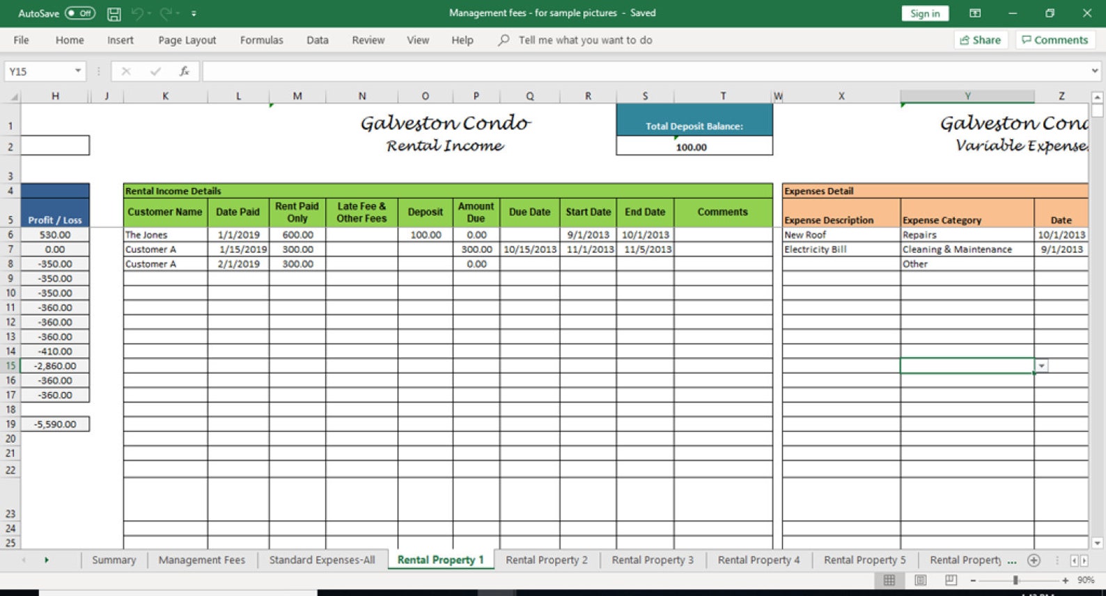 Rental Property Management Fee Tracker - Etsy