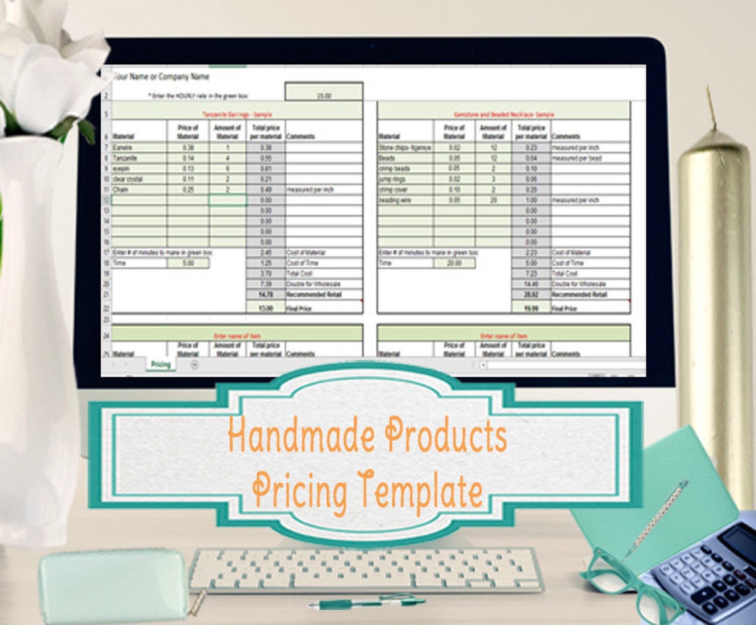 Price to Sell Your Handmade Creations, Excel Pricing Spreadsheet and ...