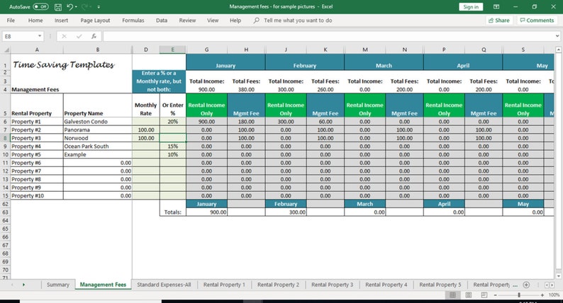 Rental Property Management Fee Tracker - Etsy
