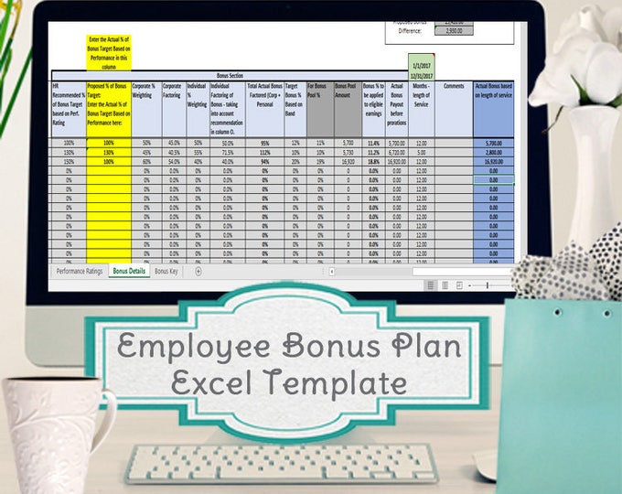 Employee Bonus Excel Template, Incentive Plan Calculation Spreadsheet ...