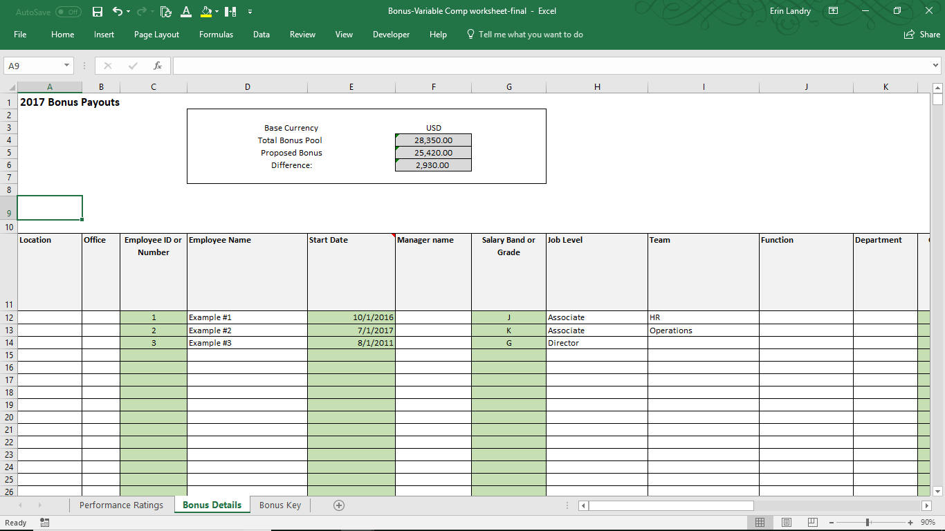 Employee Bonus Excel Template, Incentive Plan Calculation Spreadsheet ...