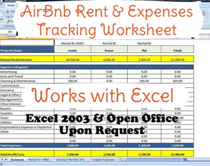 Airbnb Expense Tracker Template Airbnb Spreadsheet Template Etsy