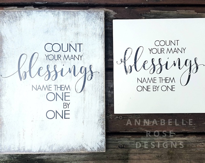 Count Your Many Blessings, Name Them One by One Rustic Sign Wooden Wall ...
