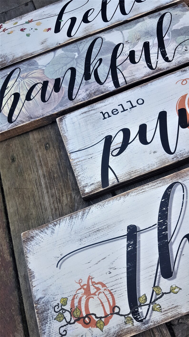 Fall Themed Rustic Wooden Signs You choose hello fall | Etsy