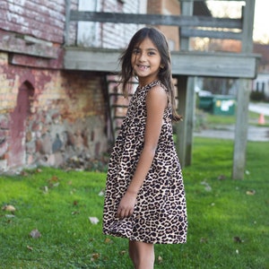 Girls Cotton Leopard Print Dress, Flutter Sleeve Boho Gathered Waist ...