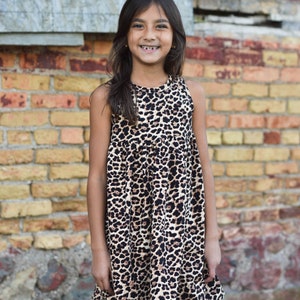 Girls Cotton Leopard Print Dress, Flutter Sleeve Boho Gathered Waist ...
