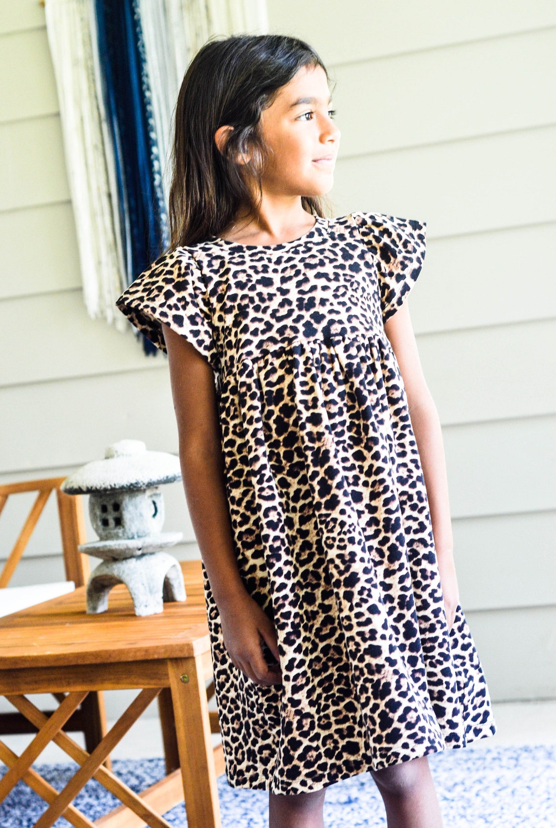 Girls Cotton Leopard Print Dress Flutter Sleeve Boho Gathered - Etsy