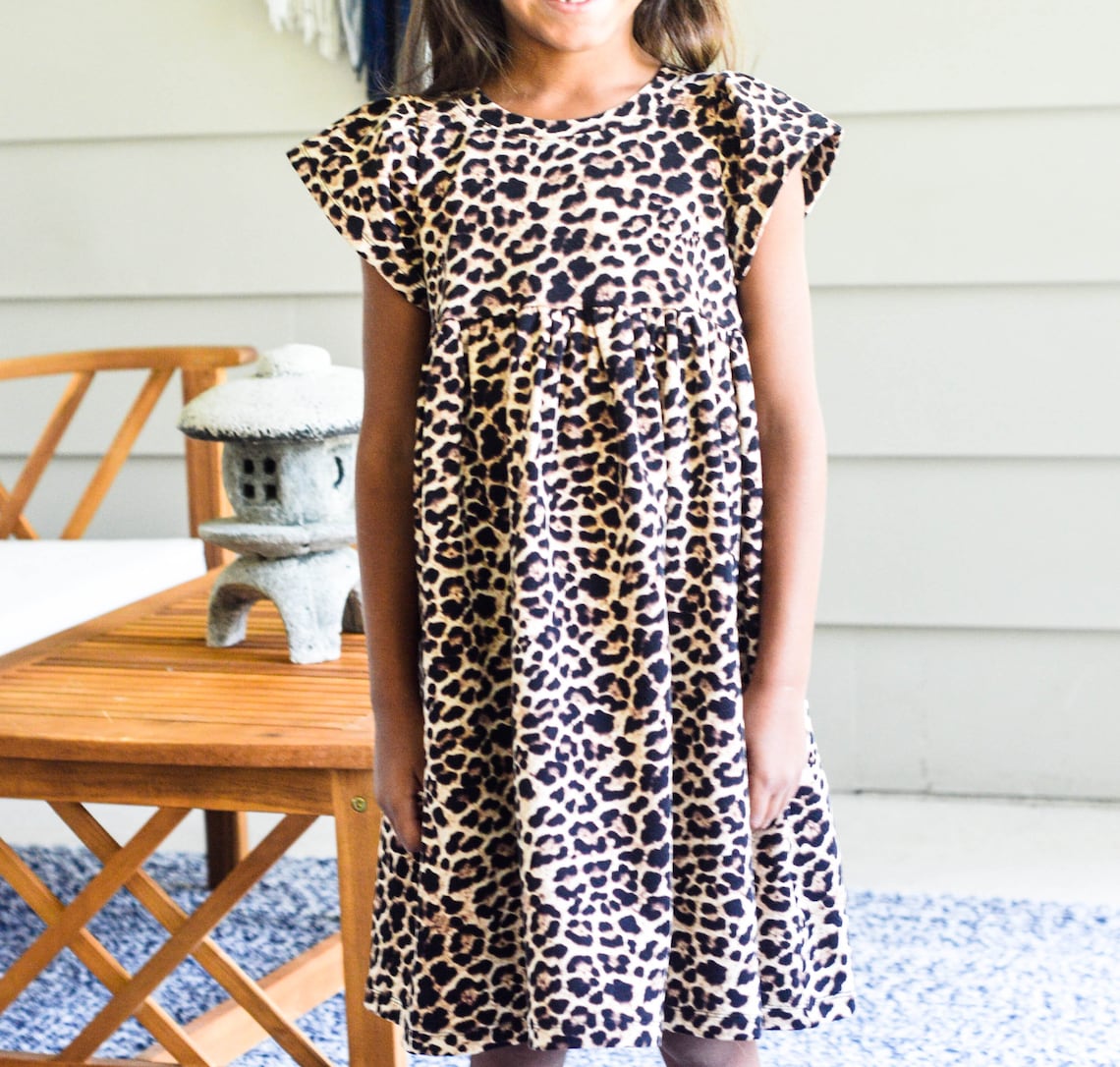 Girls Cotton Leopard Print Dress Flutter Sleeve Boho Gathered - Etsy