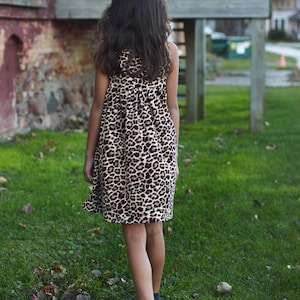 Girls Cotton Leopard Print Dress, Flutter Sleeve Boho Gathered Waist ...