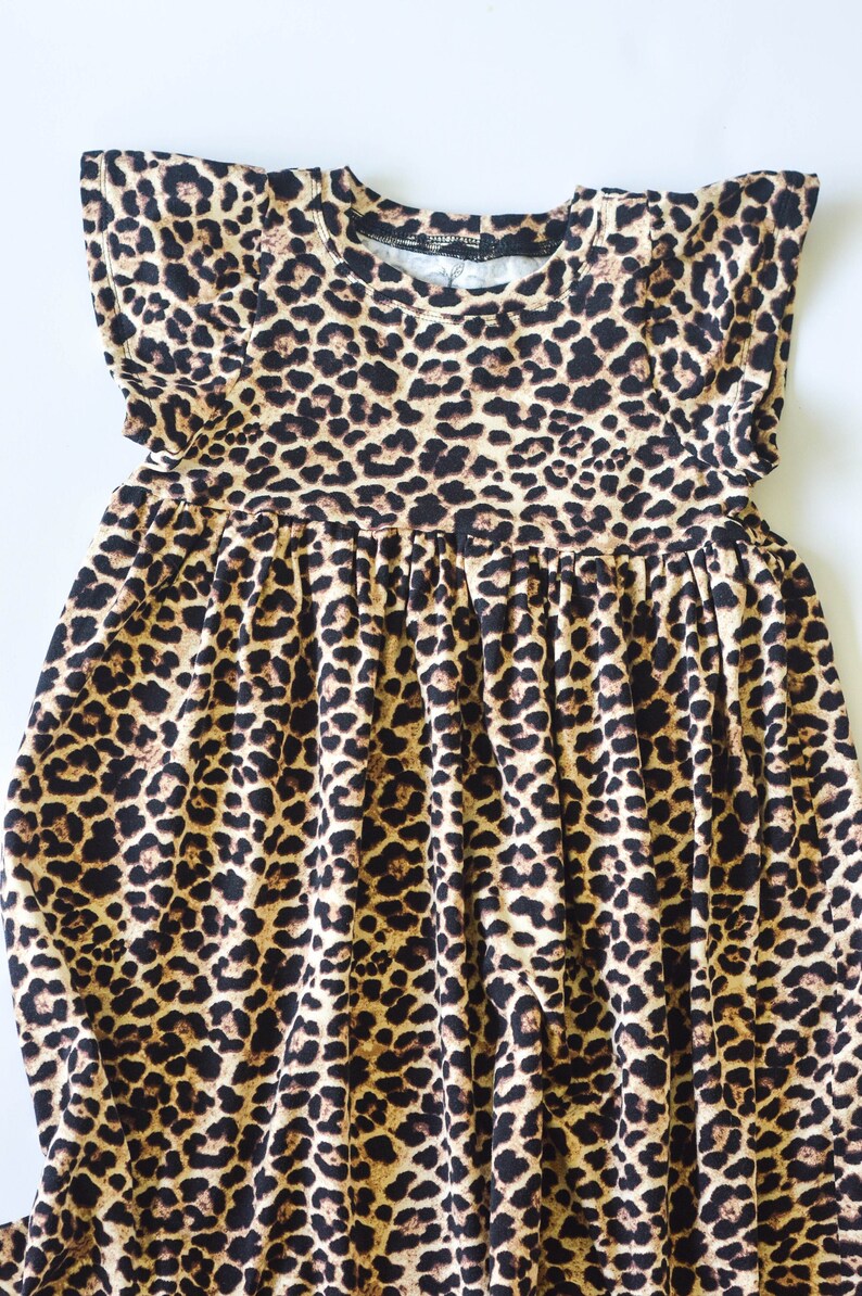 Girls Cotton Leopard Print Dress Flutter Sleeve Boho Gathered - Etsy