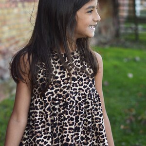 Girls Cotton Leopard Print Dress, Flutter Sleeve Boho Gathered Waist ...