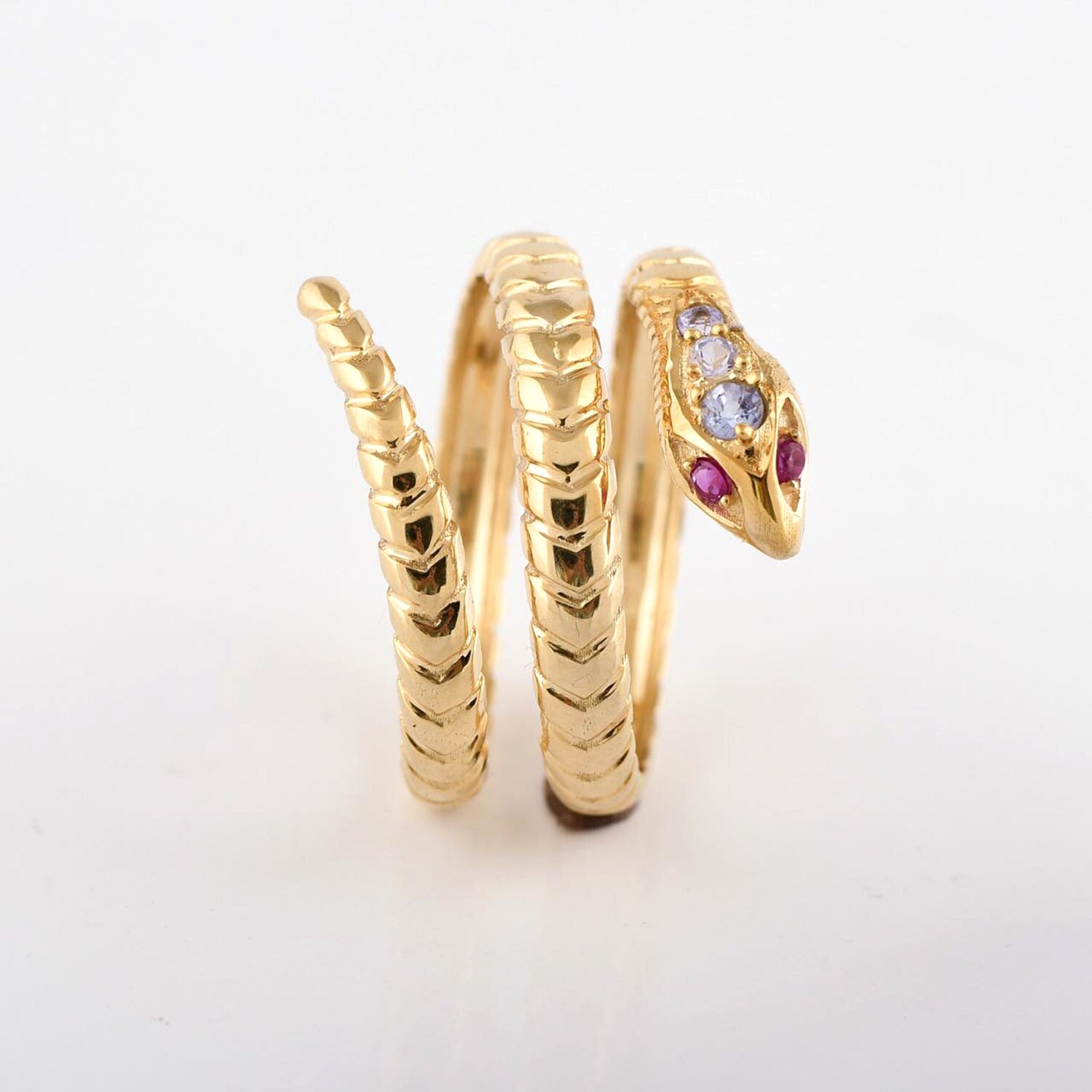 Mystic Serpent Ring With Tanzanite & Rubies in 14K | Etsy
