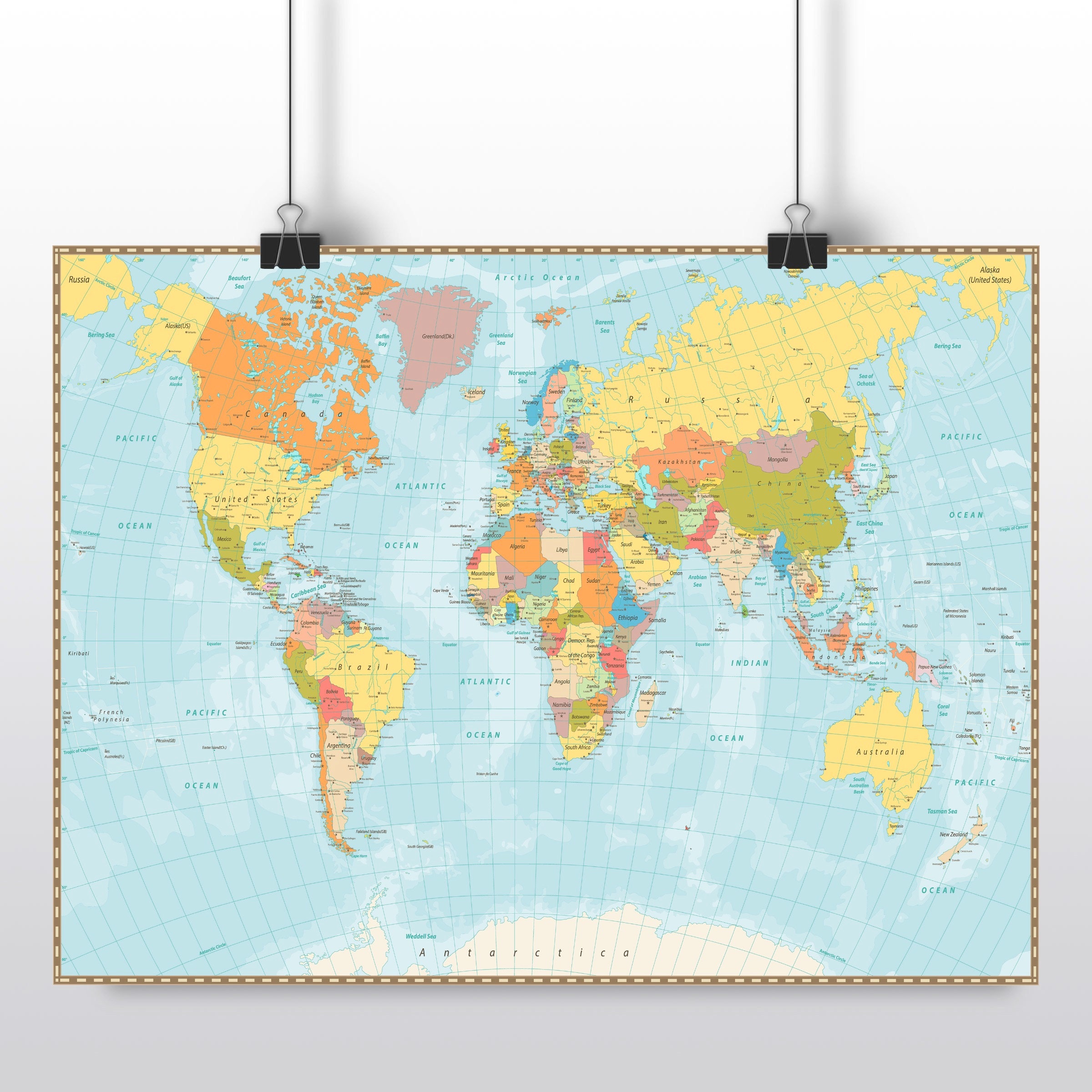 World Map Canvas Print: Push Pin Design - Modern Travel Decor - Etsy
