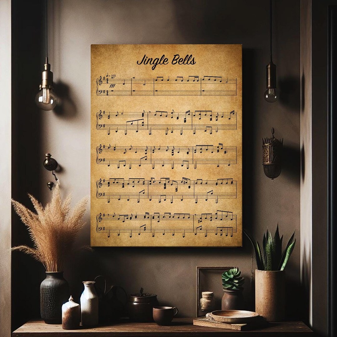 Jingle Bells Song Music Sheet Print, Jingle Bells Canvas Print ...
