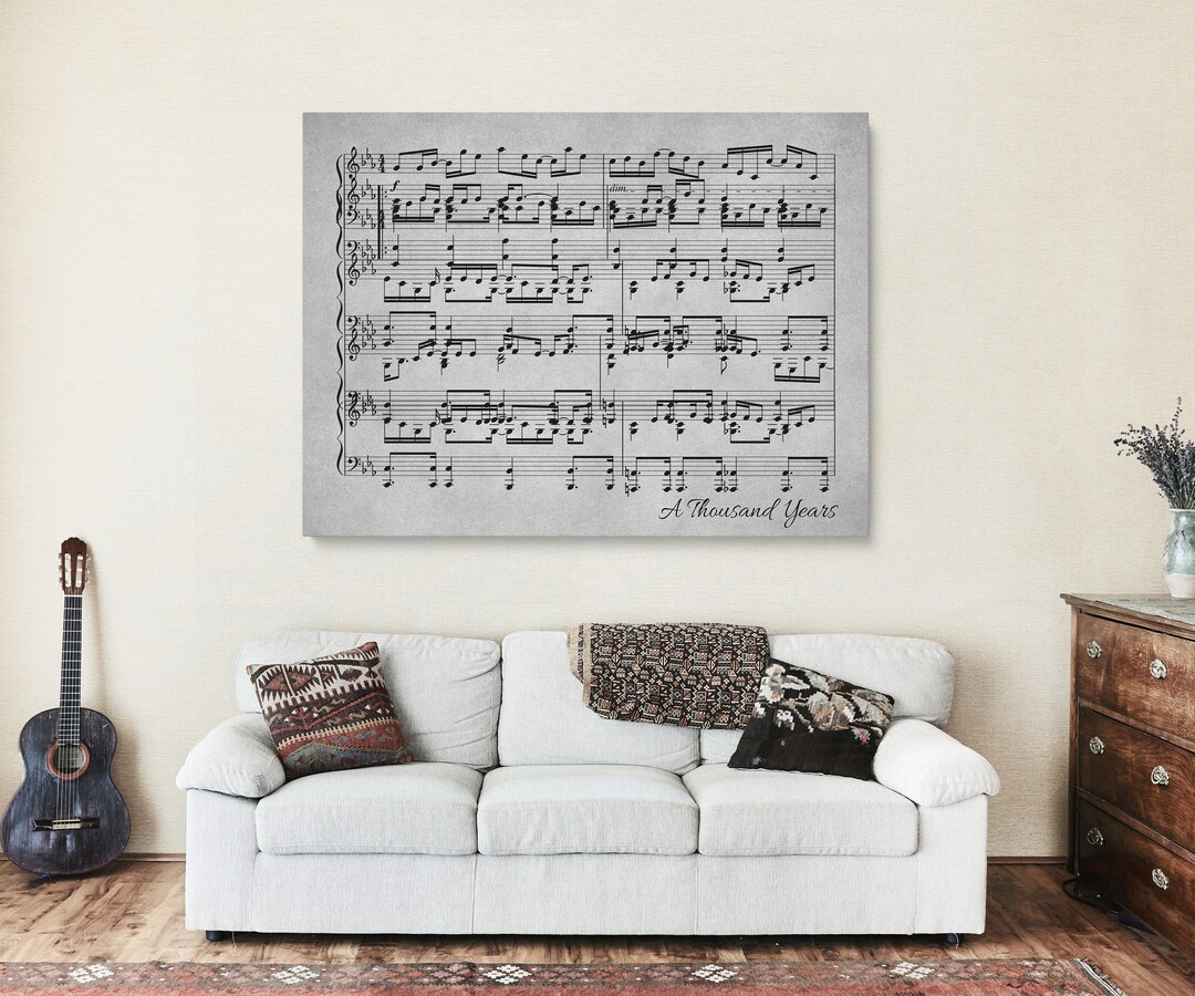 Song Music Notes on Canvas, Custom Song Canvas Print, Grey Anniversary ...