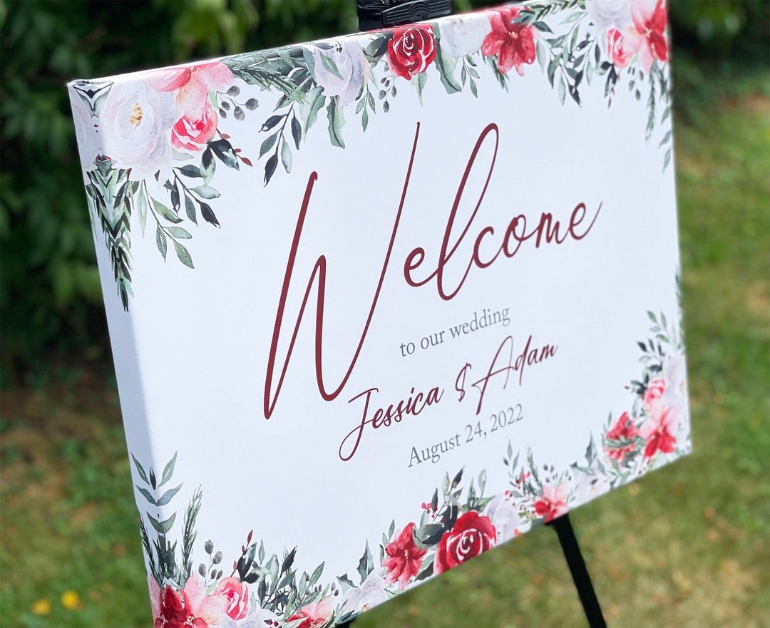 Personalised Welcome Wedding Sign Canvas, Welcome to Our Wedding Sign ...