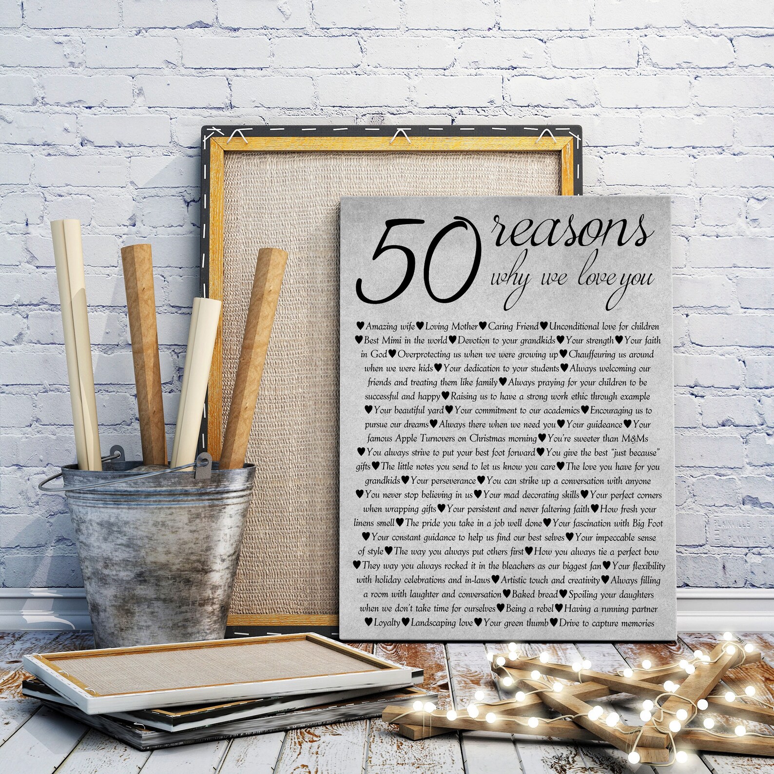 50 Reasons Why We Love You, 50 Personal Quotes Canvas, Women Men ...