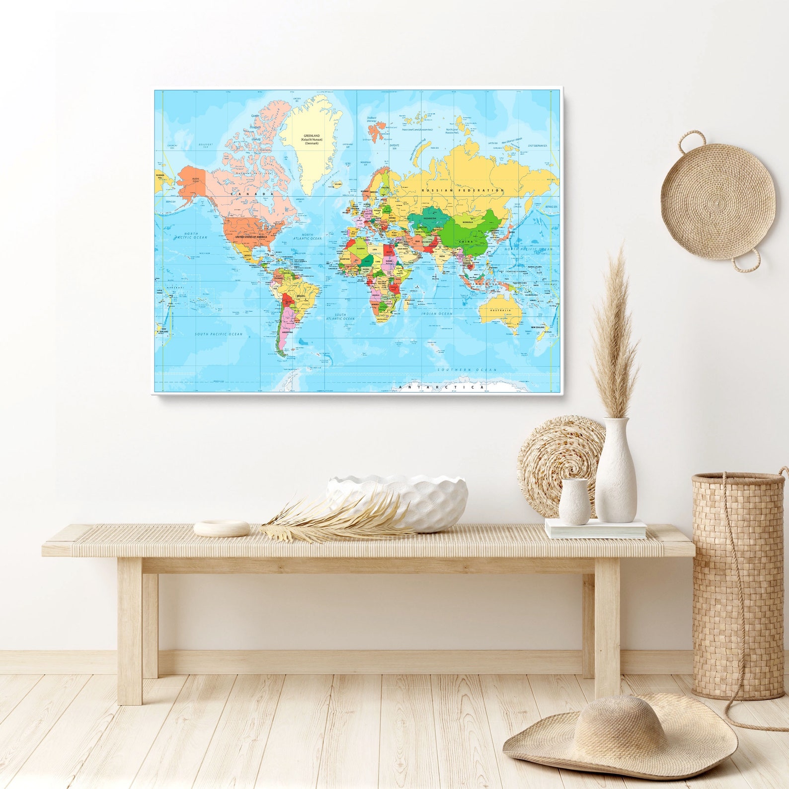 World Map Poster World Map Decor Large World Map Travel Art - Etsy