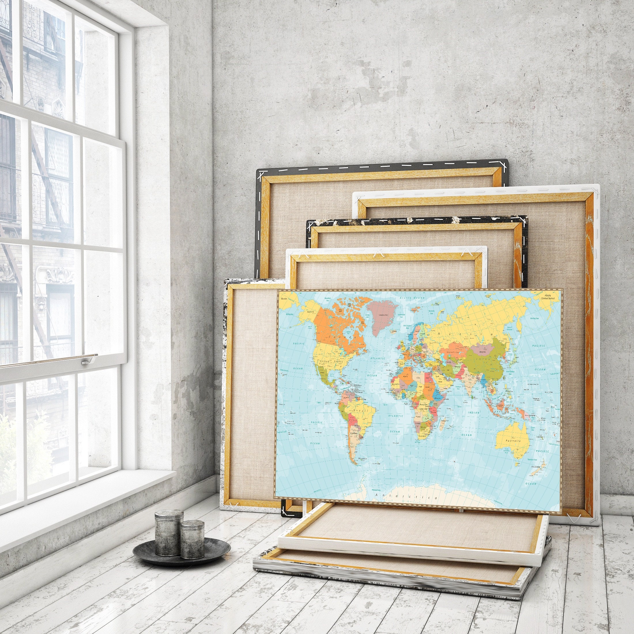 World Map Canvas Print: Push Pin Design - Modern Travel Decor - Etsy