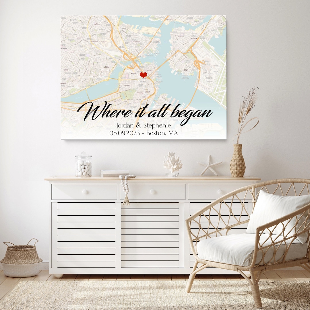 Where It All Began Map, Valentine's Day Gift for Him, Custom Map Gift ...