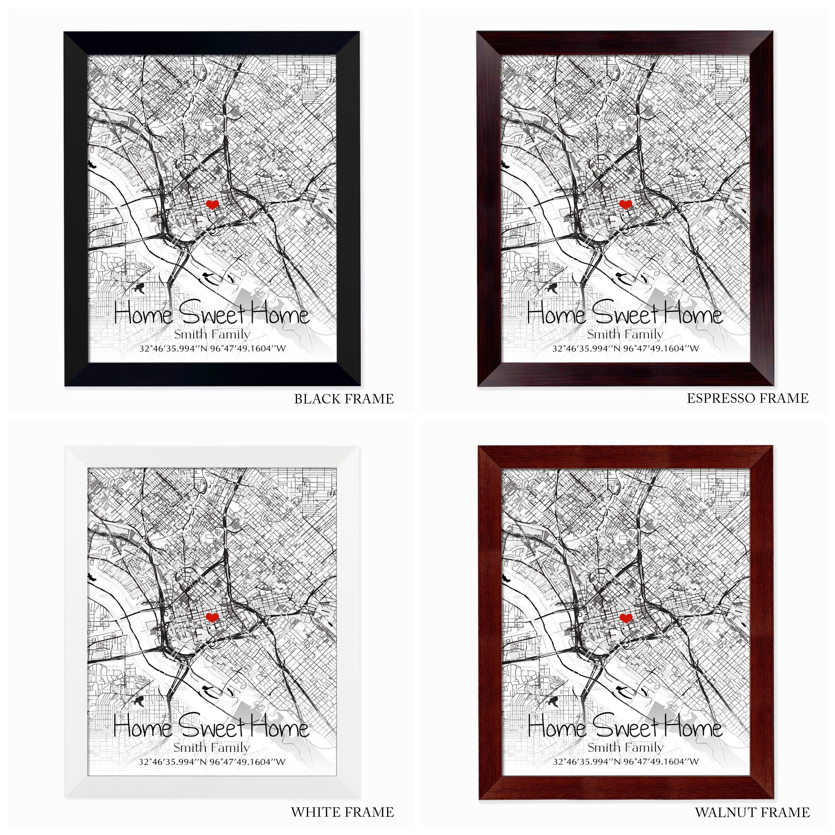 Custom House Map Canvas: First Home Location With Names and Coordinates ...