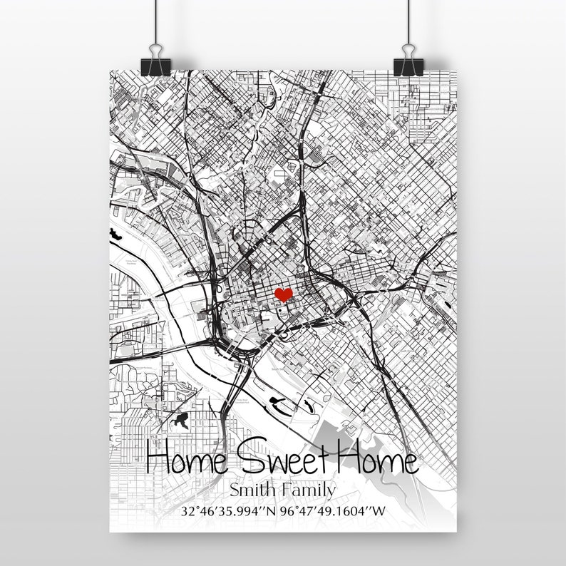 Personalised Home Coordinates Map Home Location Map Home - Etsy