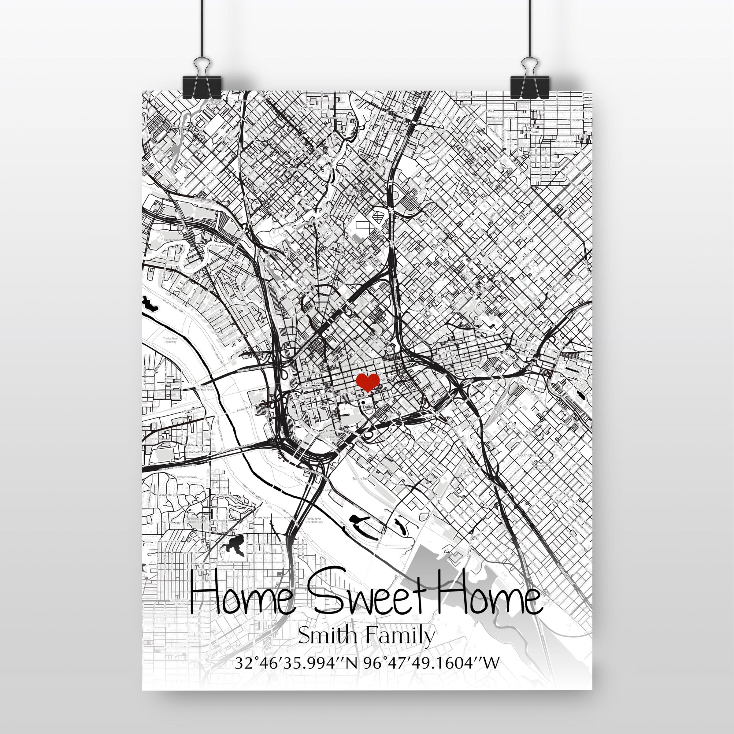 Custom House Map Canvas: First Home Location With Names and Coordinates ...