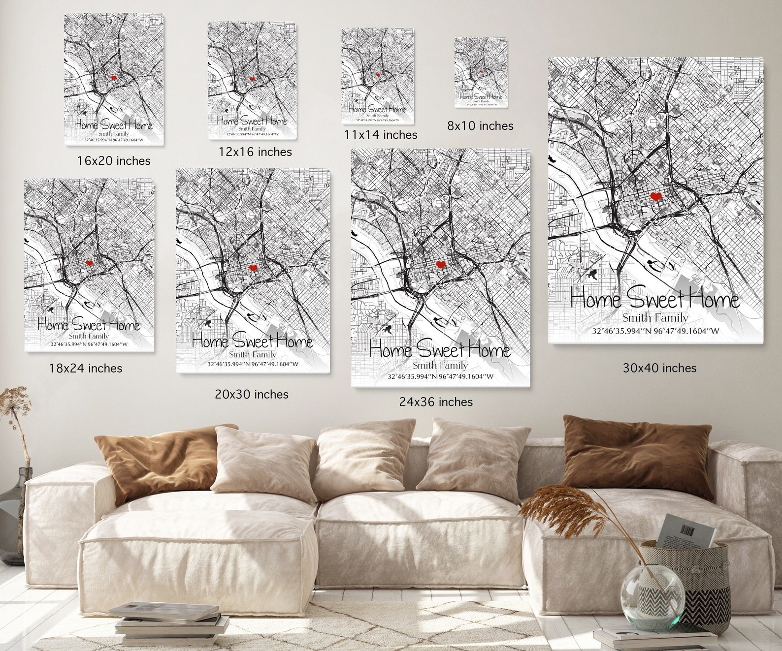 Personalised Home Coordinates Map Home Location Map Home - Etsy