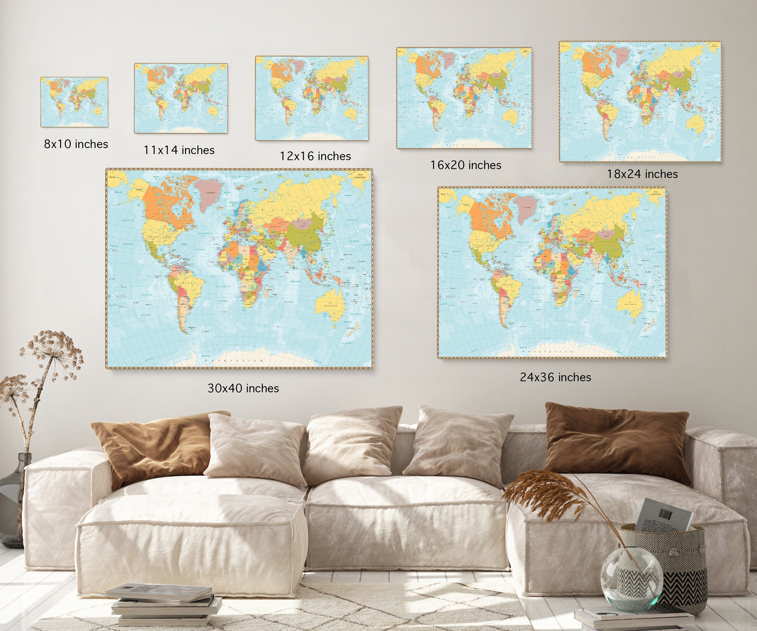 World Map Canvas Print: Push Pin Design - Modern Travel Decor - Etsy