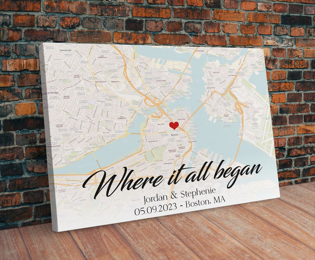 Couples Location Map Print, Personalized Art (canvas or Paper) - Etsy