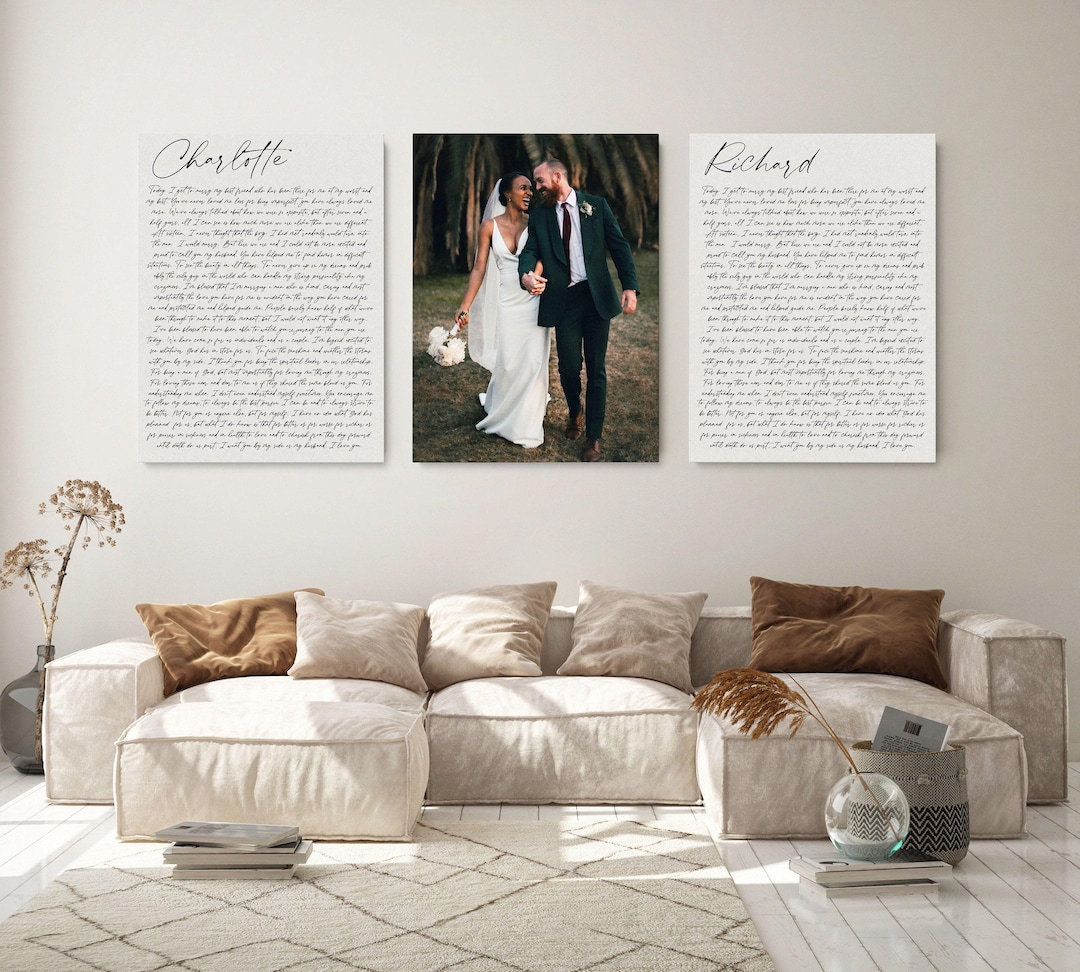 Custom Wedding Vows Canvas Prints: Set of 3 With Photo - Etsy