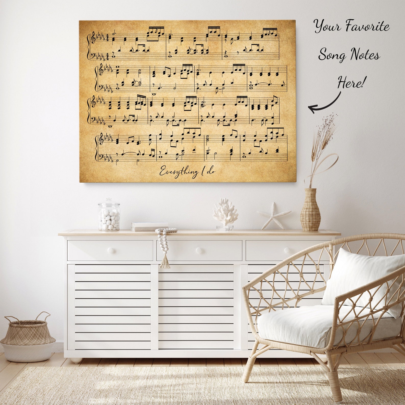 Personalized Song Notes Printed on Canvas, Personalized Anniversary ...
