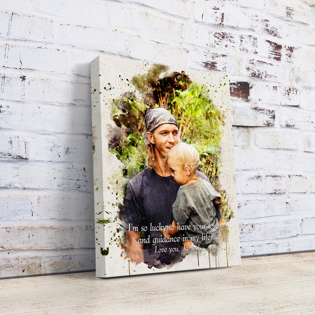 Custom Watercolor Father Portrait, Fathers Day Gift, Father Son ...