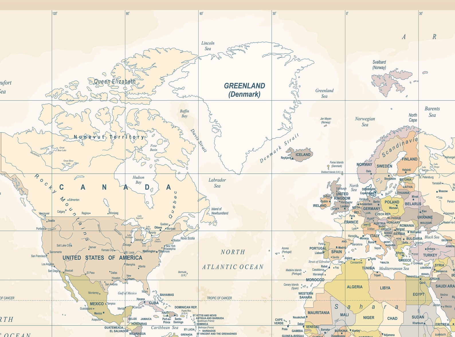 World Political Map Canvas Print Large Wall Decor Map Home - Etsy