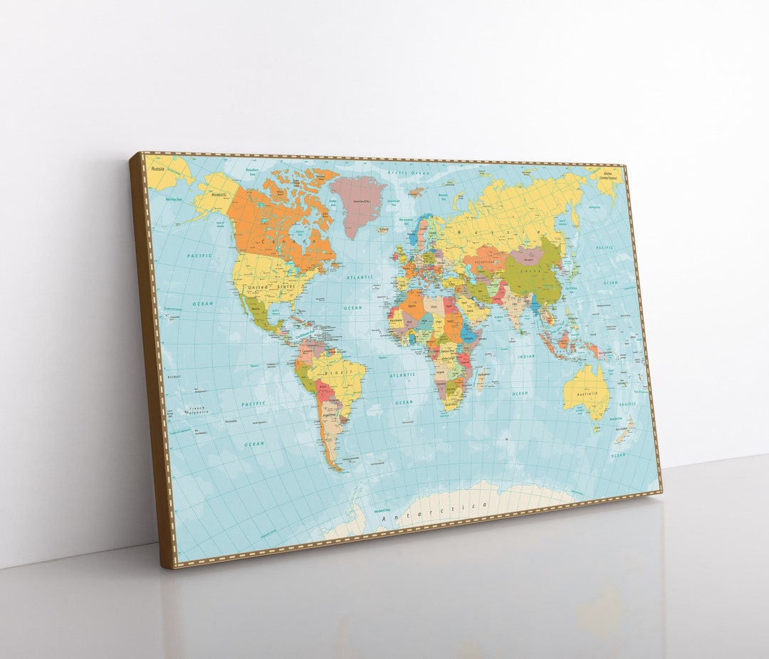 Push Pin World Map Personalized Canvas, Travel Gift, Travel Map Wall ...
