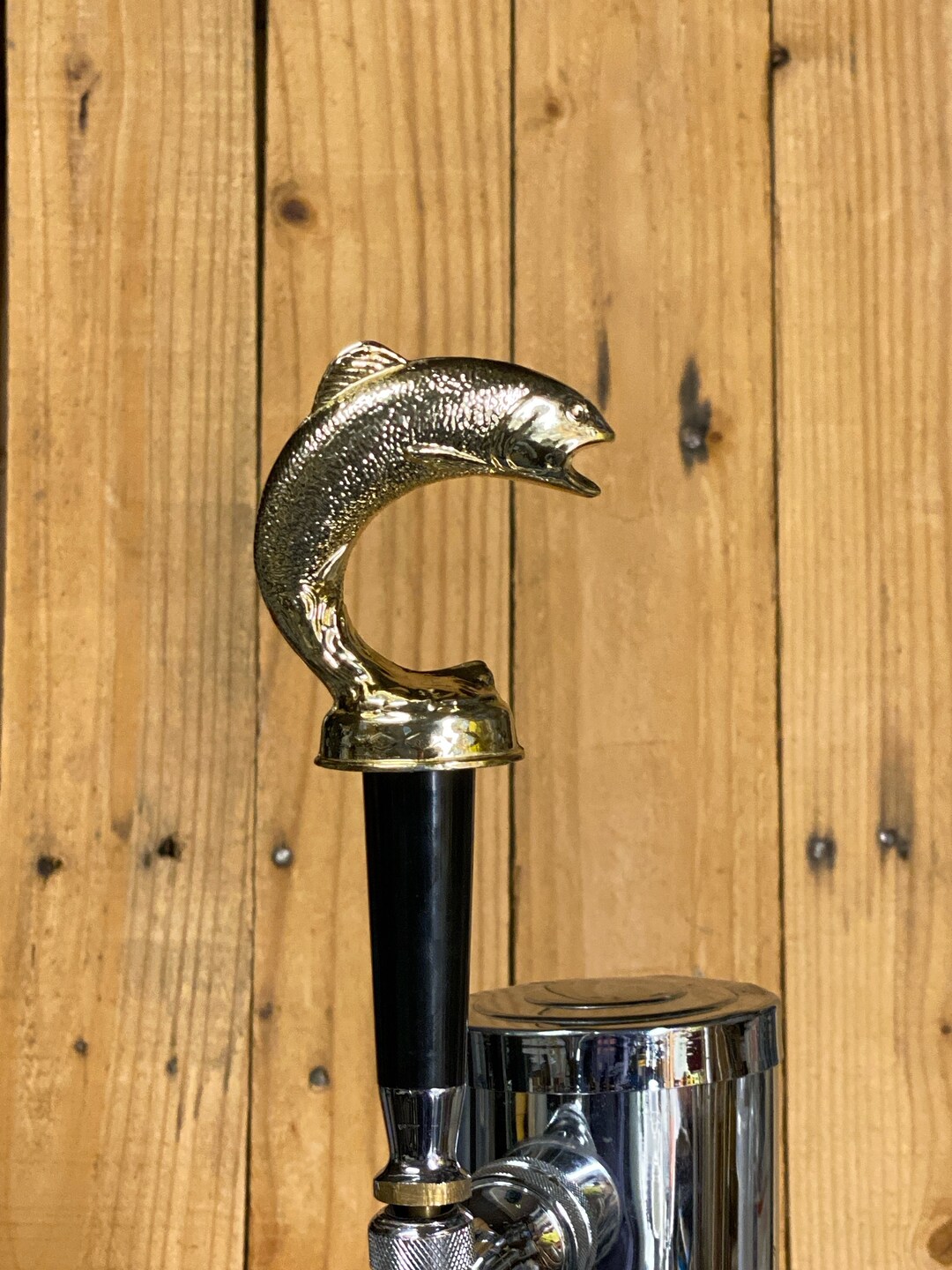 Jumping Trout Tap Handle for Beer Keg Kegerator Vtg Gold Metal Trophy ...