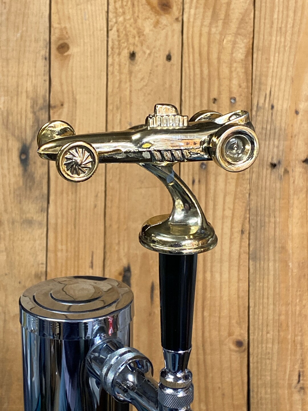 Dragster Car Trophy Beer Keg Tap Handle for Kegerator Vtg Gold Metal ...