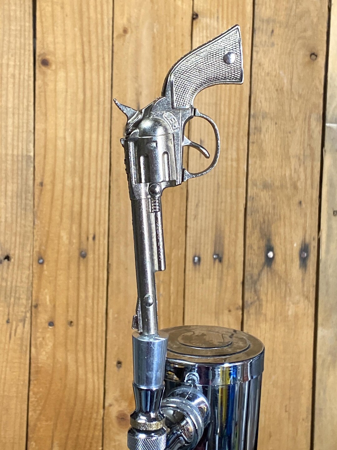 Western Revolver Mini Tap Handle for Beer Keg Vintage Metal Cowboy Cap ...