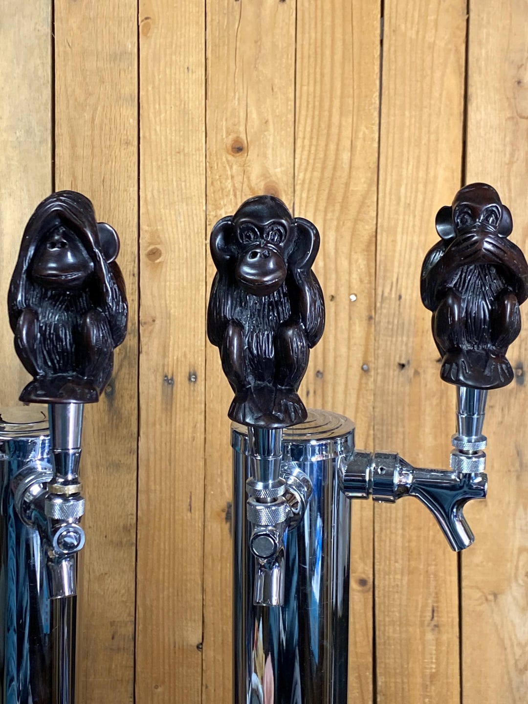 Three Wise Monkeys Beer Tap Handle Set - Tiki Bar Decor - Etsy