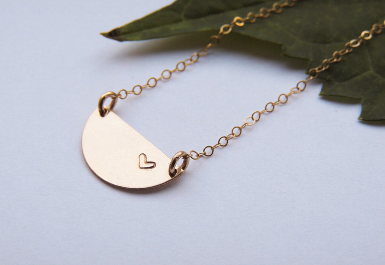 Half Moon Necklace Small Half Circle 14k Gold Fill or - Etsy