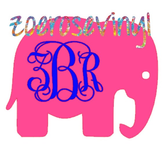 Monogram Elephant Decal | Etsy