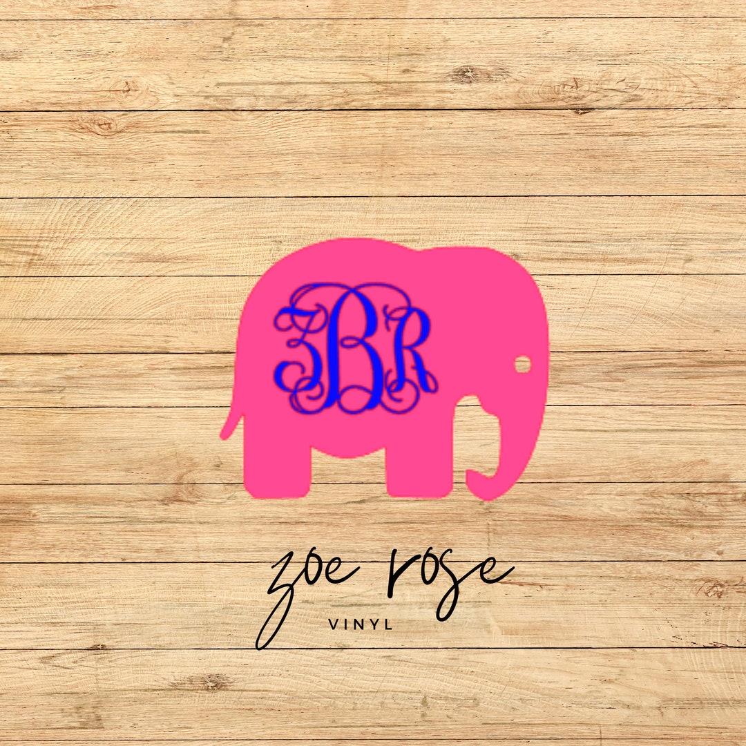 Monogram Elephant Decal - Etsy