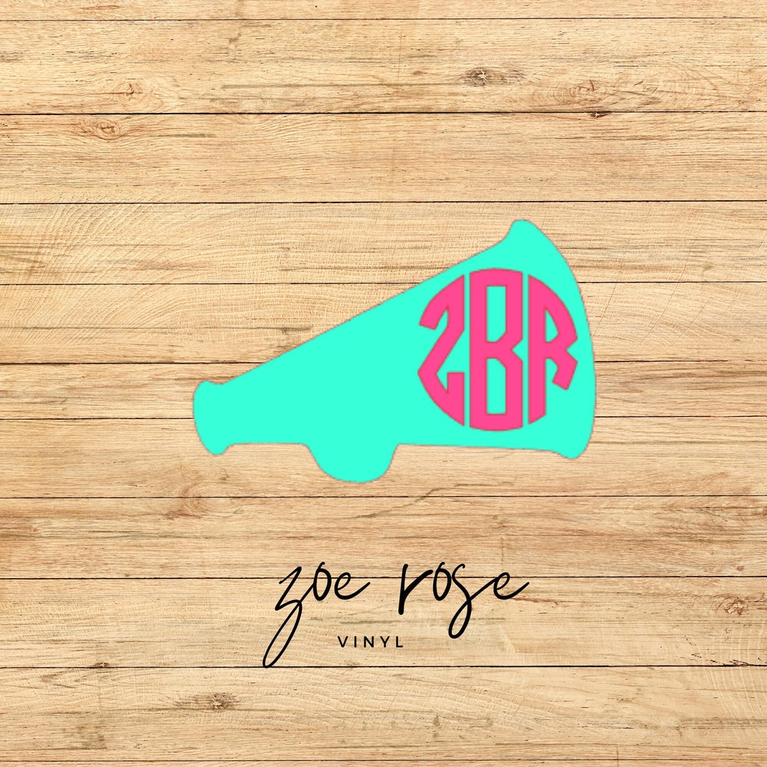 Cheerleading Megaphone Monogram Vinyl Decal - Etsy