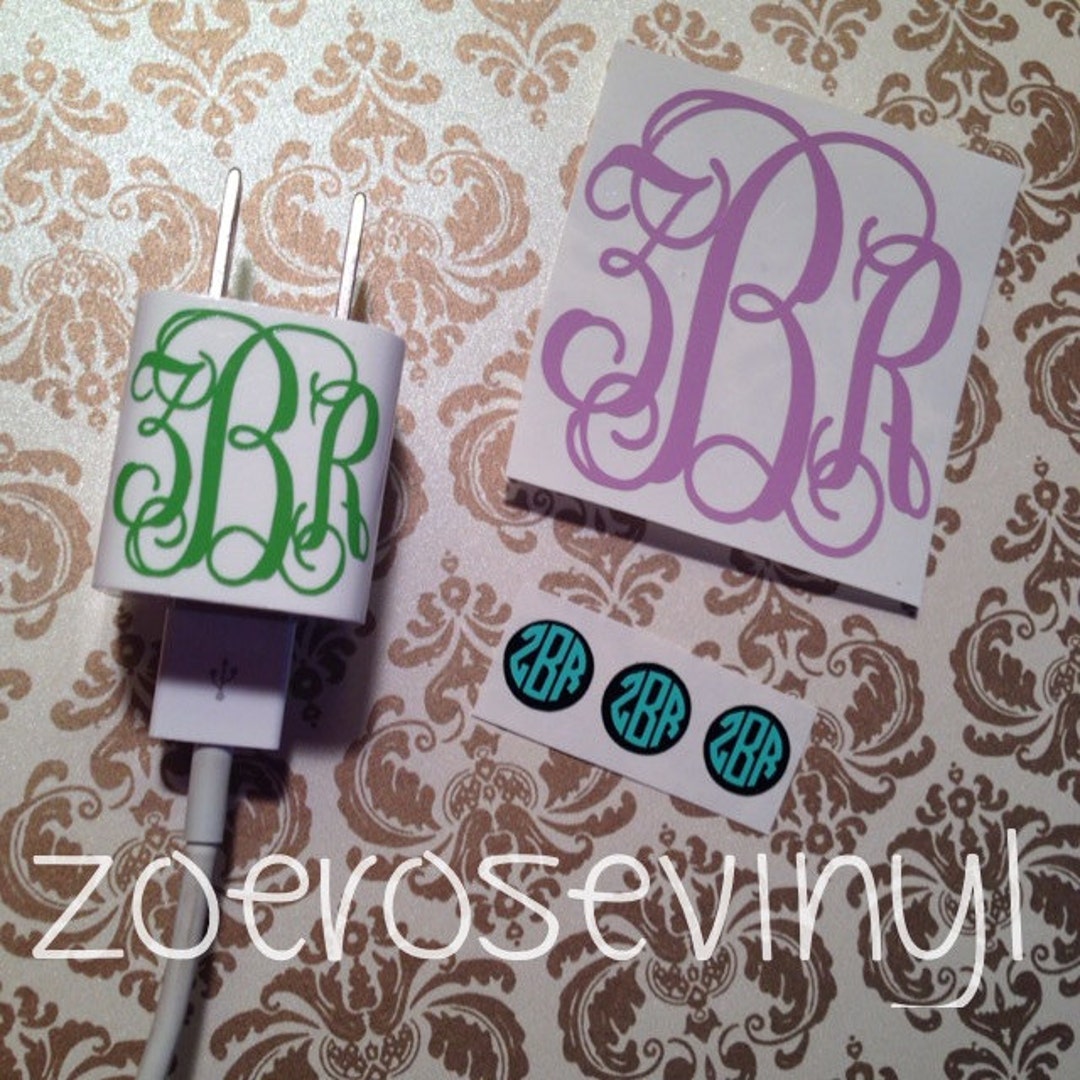 Monogram iPhone Decal Set: Vinyl Charger & Button Stickers - Etsy